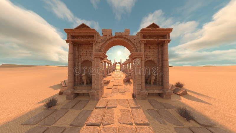3D Rendering of the Ancient Ruins Stock Illustration - Illustration of dune, shrine: 248223356