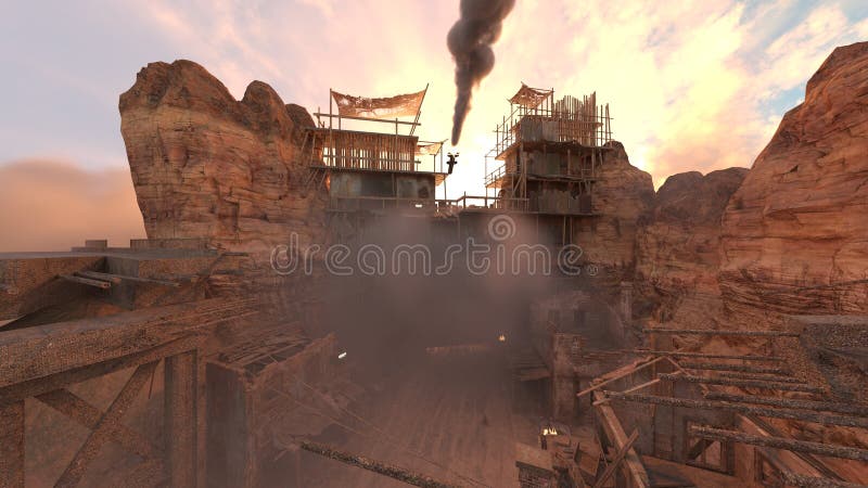 3D Rendering of the Ancient Ruins Under Attack Stock Illustration ...