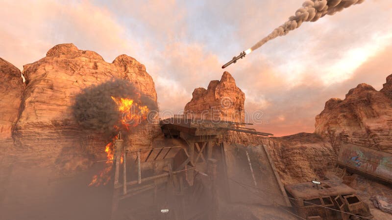 3D Rendering of the Ancient Ruins Under Attack Stock Illustration ...