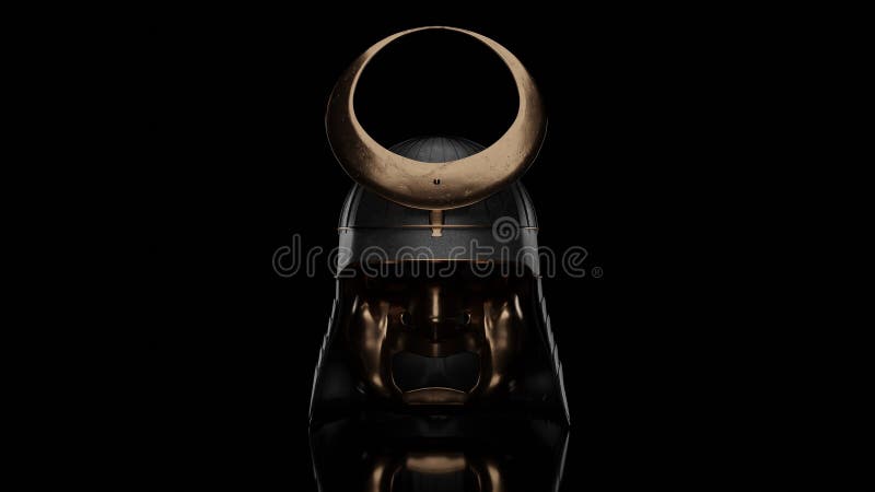 3d Rendering of Ancient Samurai Helmet Type in Low Key Light Stock ...