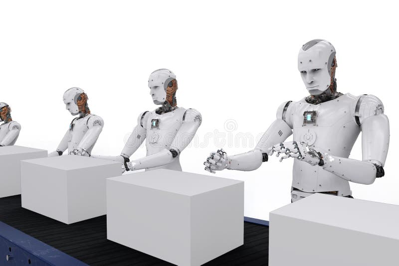 Robot with boxes stock illustration. Illustration of automaton - 107866505