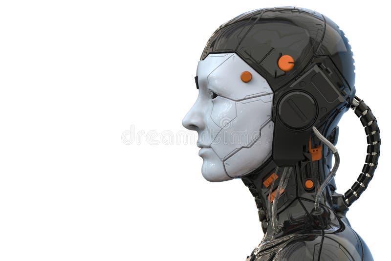 Android Robot Cyborg Woman Humanoid Side View - 3d Rendering Stock ...