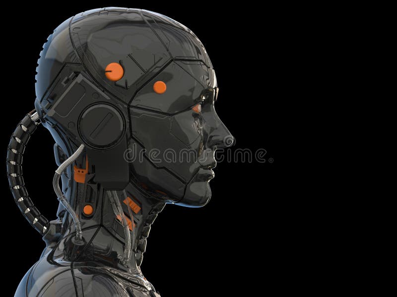 Android Robot Cyborg Woman Humanoid Side View 3d Rendering Stock