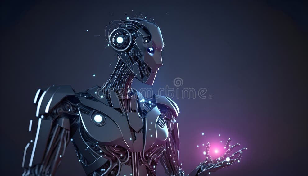 3d Rendering of Android Robot Technology Background Abstract. Generative Ai. Stock Illustration ...