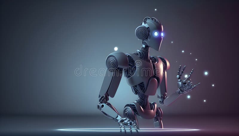 3d Rendering of Android Robot Technology Background. Generative Ai. Stock Illustration ...