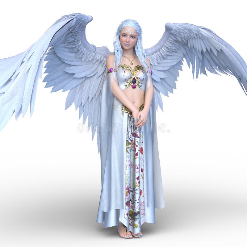 3D Rendering of an Angel with Outstretched Wings Stock Illustration ...