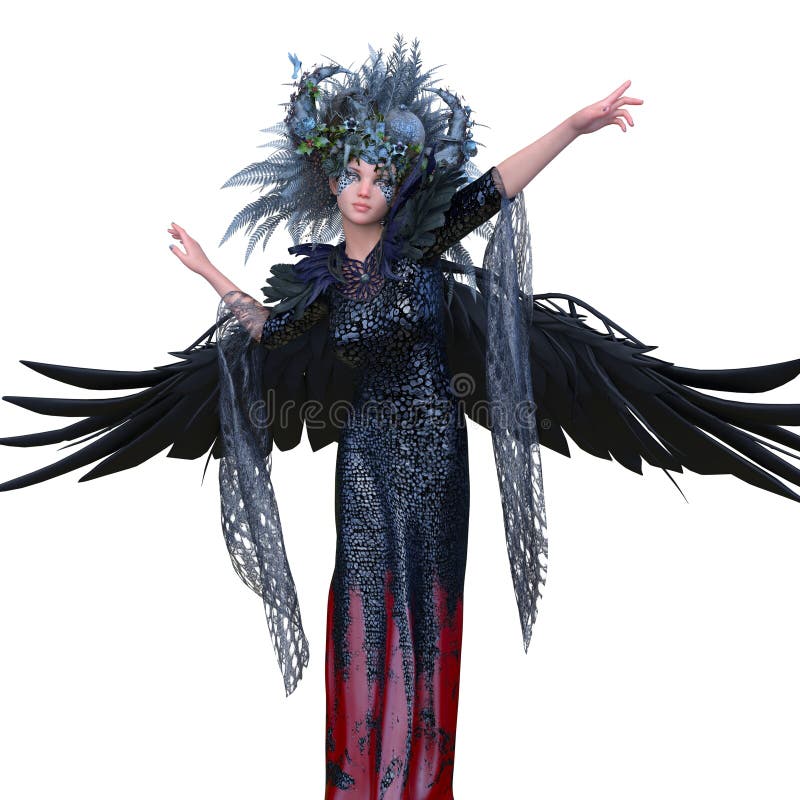 3D Rendering of an Angel with Outstretched Wings Stock Illustration ...