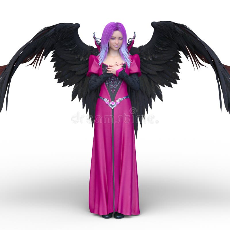 3D Rendering of an Angel with Outstretched Wings Stock Illustration ...