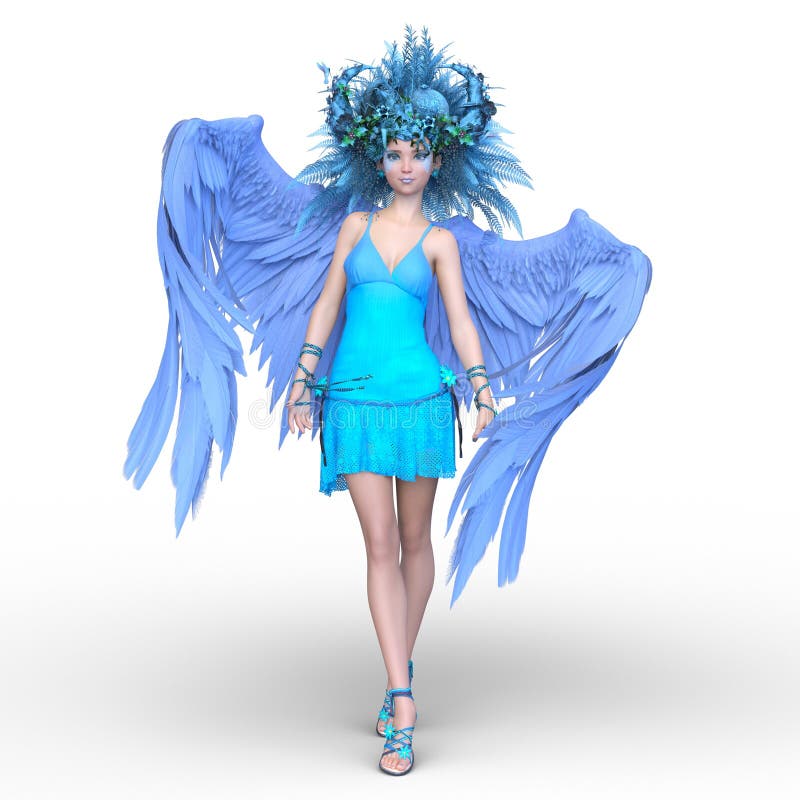 3D Rendering of an Angel with Outstretched Wings Stock Illustration ...