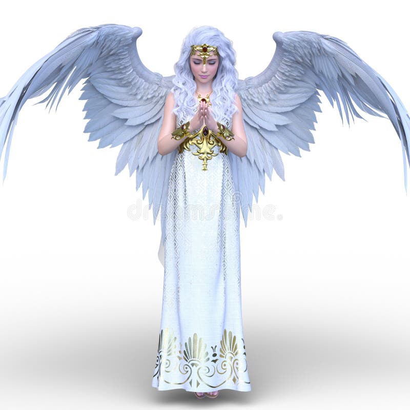3D Rendering of an Angel with Outstretched Wings Stock Illustration ...