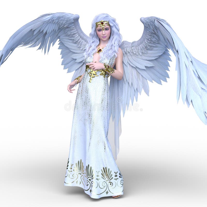3D Rendering of an Angel with Outstretched Wings Stock Illustration ...