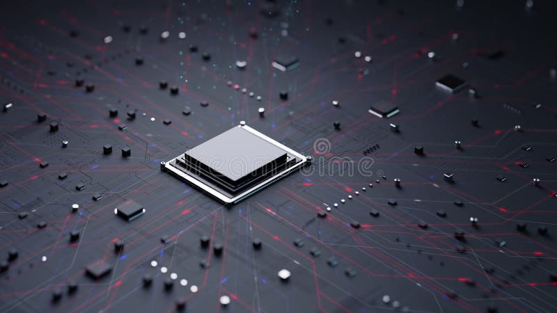 AI Processor on the Mainboard of an Electronic Component. Concept of ...