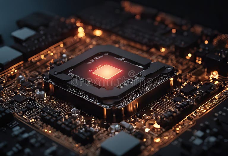 3D Rendering Animation CPU Chipset Central Processor Unit and Electric ...