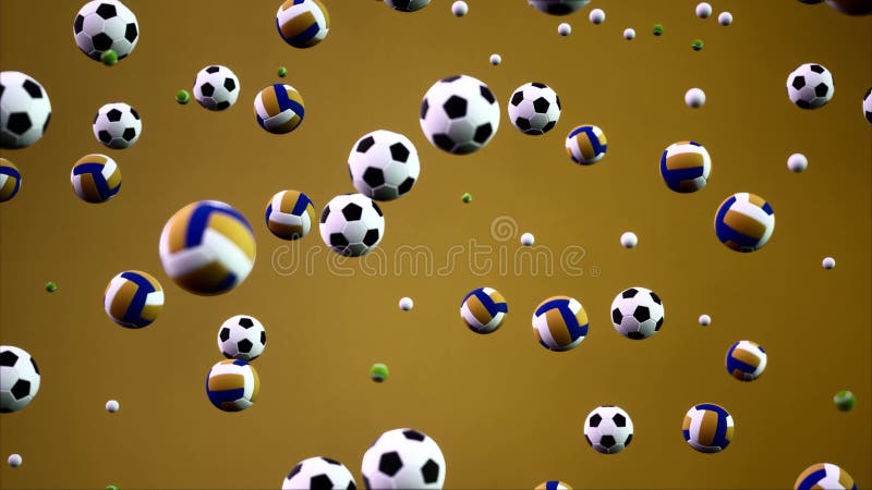 3D Rendering Animation Sport Balls Falling from the Sky Background ...