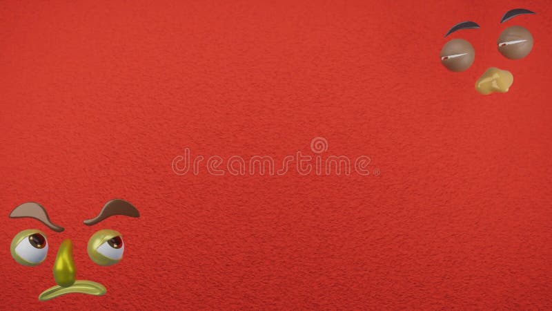 3d Rendering, Animation of Two Expression, Angry and Curious, Red Wall ...