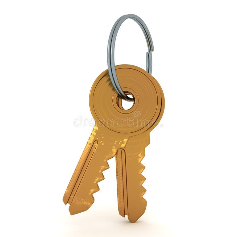3D Rendering of Apartment Keys in Key Chain Stock Illustration ...