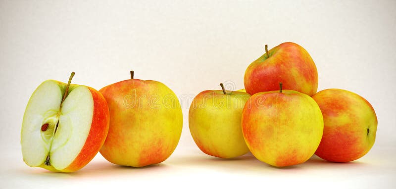 3d Rendering - Apples from Different Angles Isolated on White ...