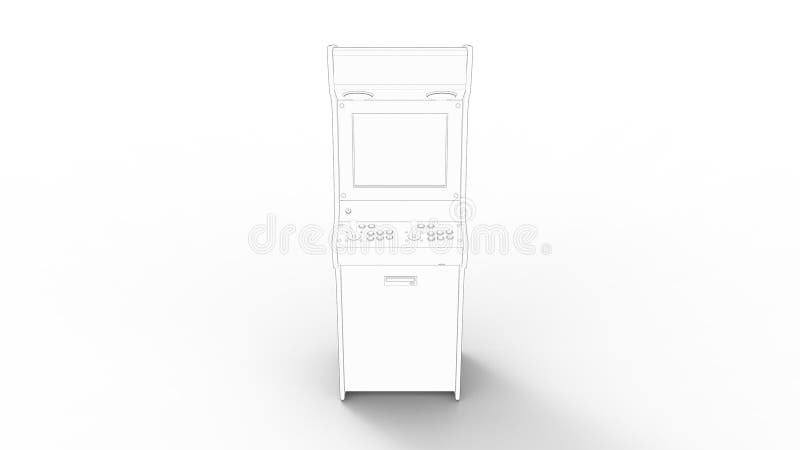 3d Rendering of a Arcade Machine Line Drawing Isolated in White ...
