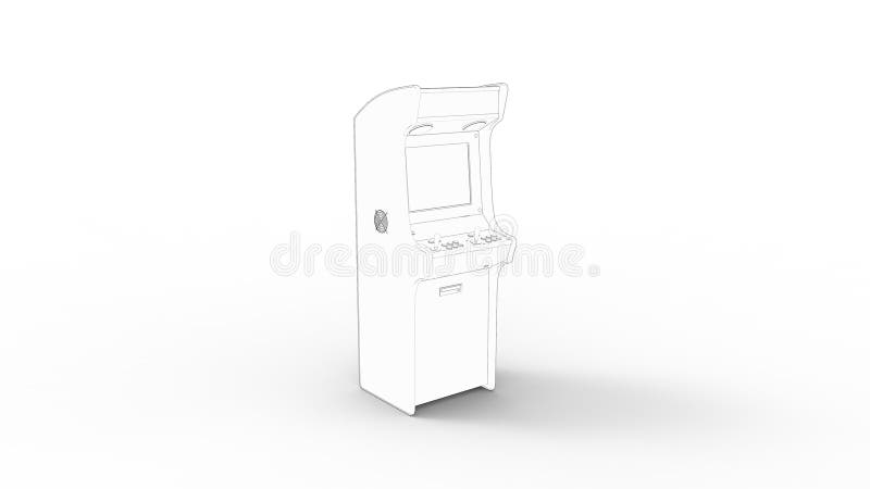 3d Rendering of a Arcade Machine Line Drawing Isolated in White ...