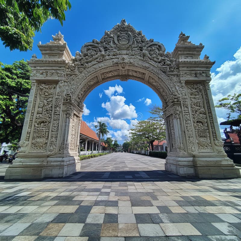 3D Rendering of an Arch in the City of Bali. Stock Illustration ...