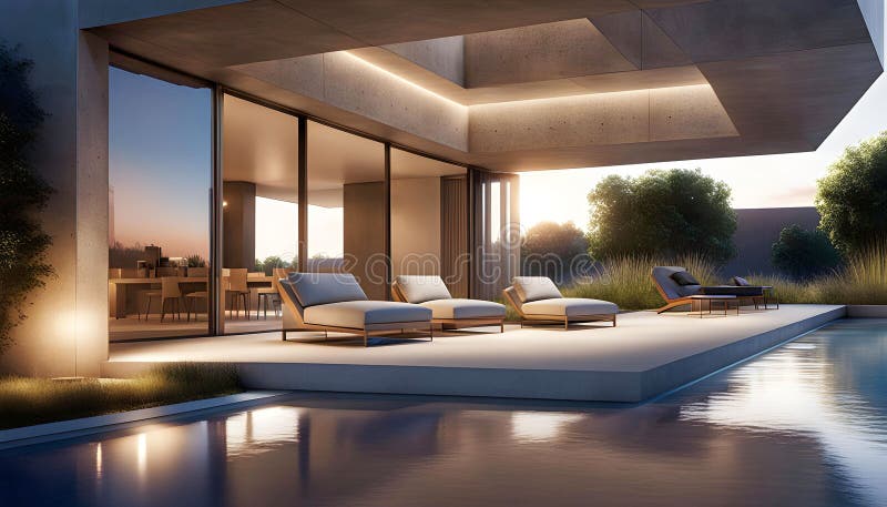 3D Rendering of Architectural Modern Concrete Forms, Modern House ...