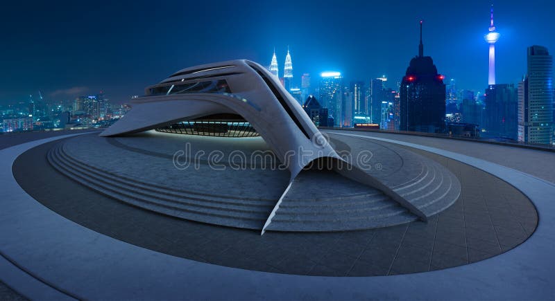 3D Rendering Architecture with Futuristic Streamlined Design Stock ...