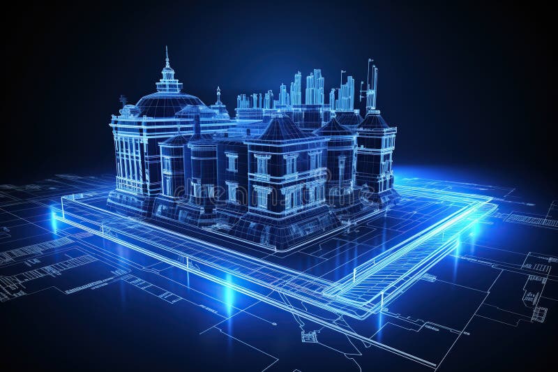 3d Rendering of Architecture and Technology Concept. Computer Digital ...