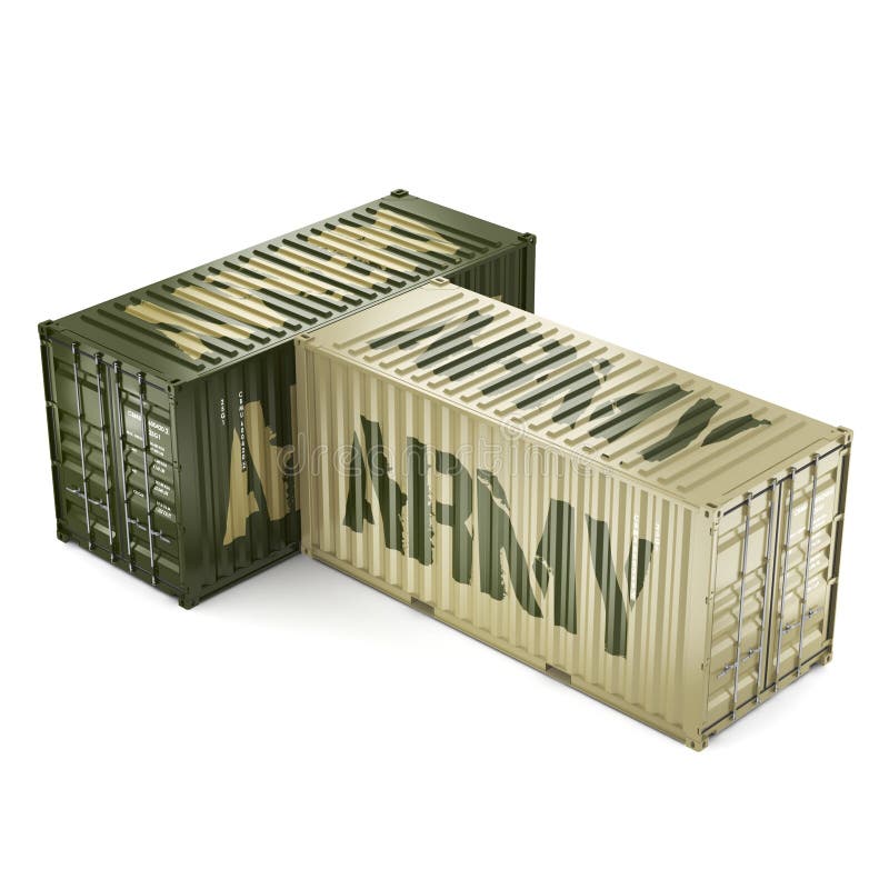 3D Rendering Army Containers Stock Illustration - Illustration of ...