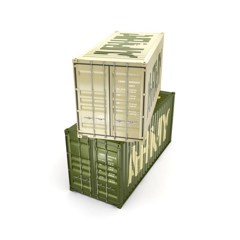 3D Rendering Army Containers Stock Illustration - Illustration of color ...