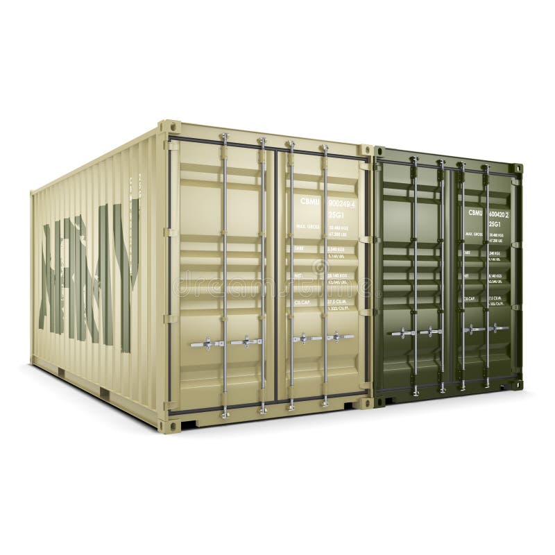 3D Rendering Army Containers Stock Illustration - Illustration of ...