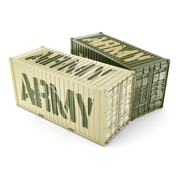 3D Rendering Army Containers Stock Illustration - Illustration of large ...