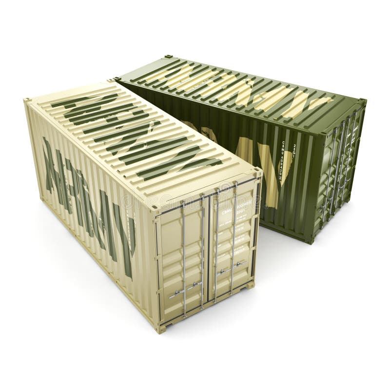 3D Rendering Army Containers Stock Illustration - Illustration of ...
