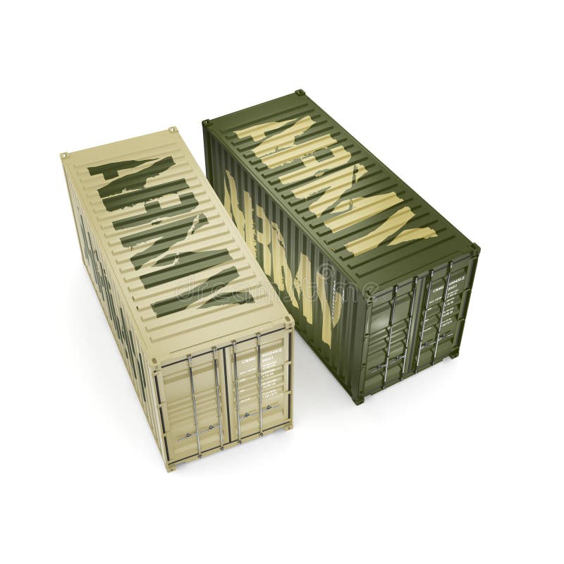 3D Rendering Army Containers Stock Illustration - Illustration of ...