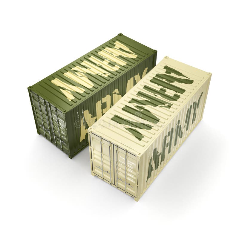 3D Rendering Army Containers Stock Illustration - Illustration of ...