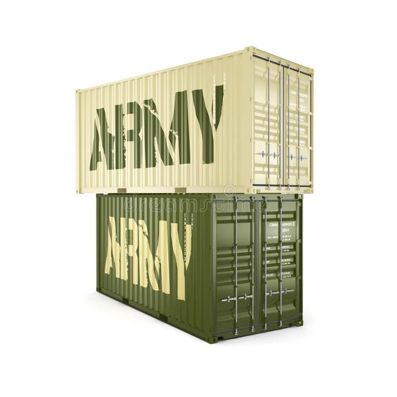 3D Rendering Army Containers Stock Illustration - Illustration of ...