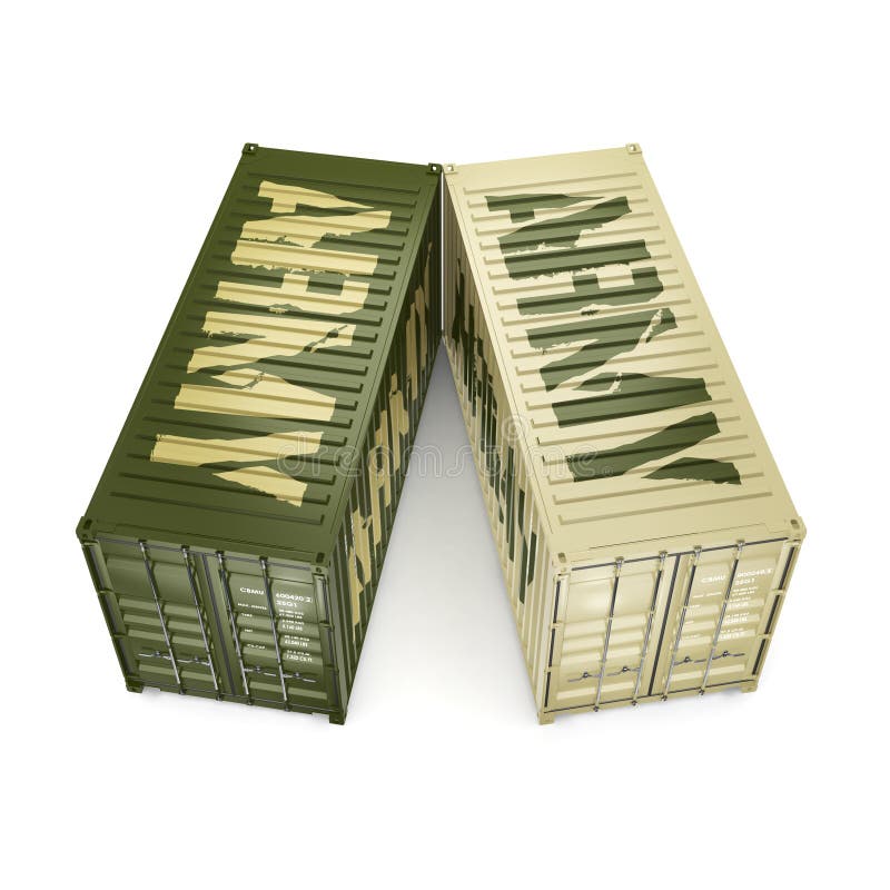 3D Rendering Army Containers Stock Illustration - Illustration of ...