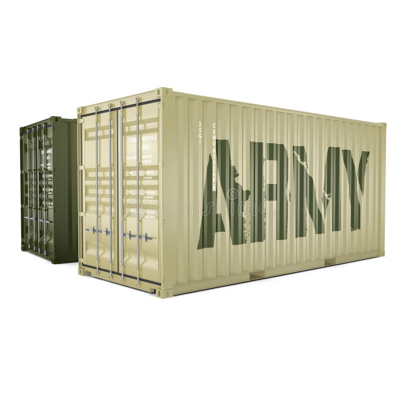 3D Rendering Army Containers Stock Illustration - Illustration of ...