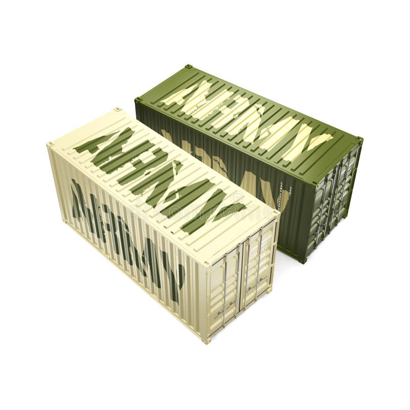 3D Rendering Army Containers Stock Illustration - Illustration of cargo ...