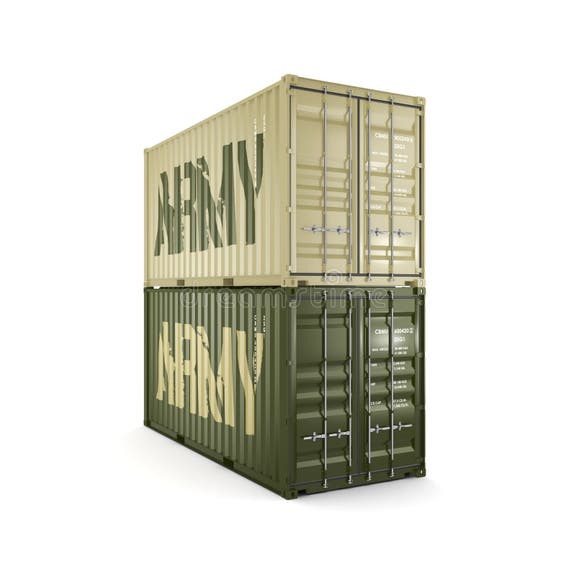 3D Rendering Army Containers Stock Illustration - Illustration of ...
