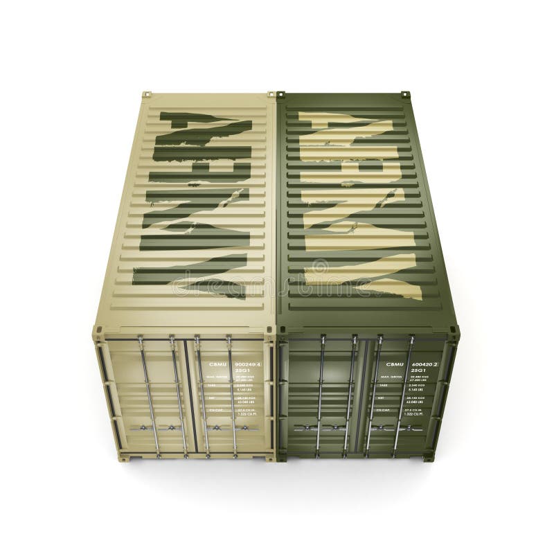 3D Rendering Army Containers Stock Illustration - Illustration of ...