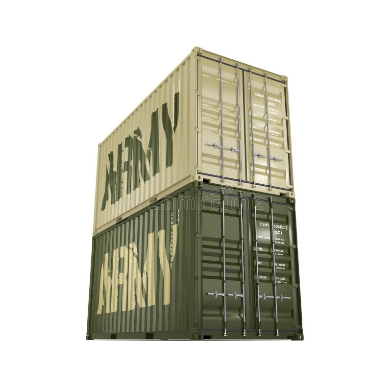 3D Rendering Army Containers Stock Illustration - Illustration of army ...