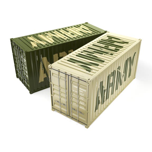 3D Rendering Army Containers Stock Illustration - Illustration of rear ...