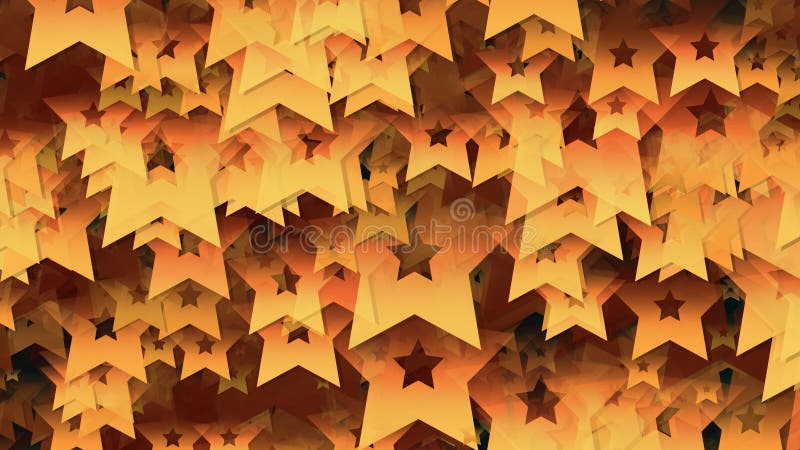3D Rendering of an Array of Star Shapes. Stars of Different Sizes in ...