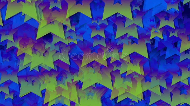 3D Rendering of an Array of Star Shapes. Stars of Different Sizes in ...