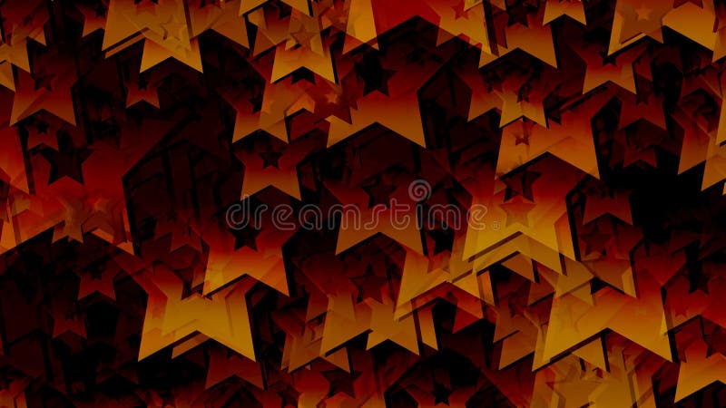 3D Rendering of an Array of Star Shapes. Stars of Different Sizes in ...