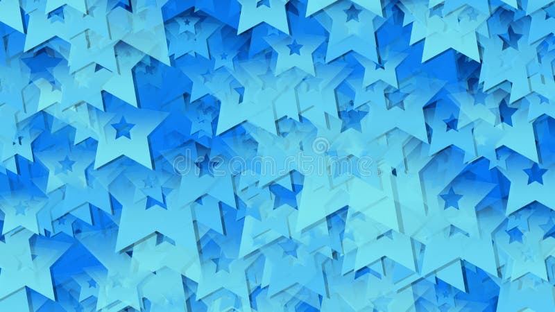 3D Rendering of an Array of Star Shapes. Stars of Different Sizes in ...