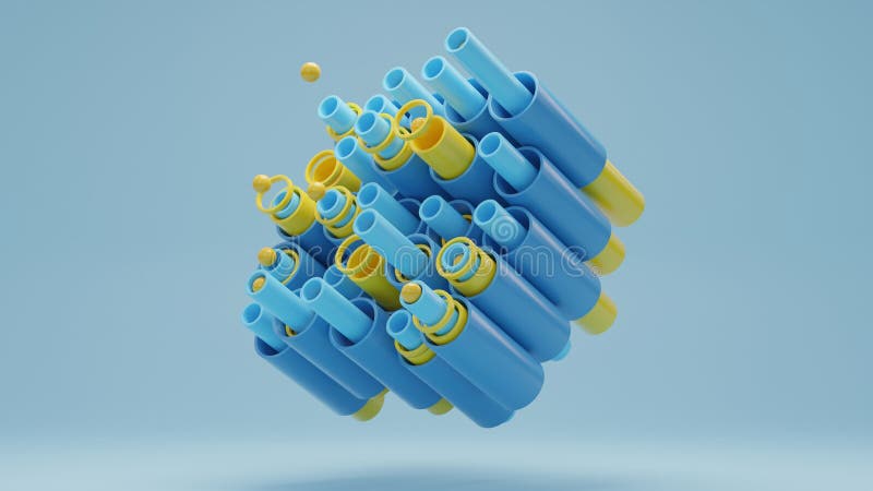 3d Rendering of an Array of Yellow and Blue Tubes of Different ...