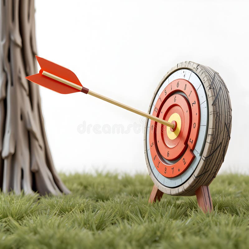 3d Rendering of Arrow Hitting the Target Stock Illustration ...