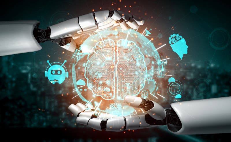 Future Artificial Intelligence Robot and Cyborg Stock Image - Image of ...