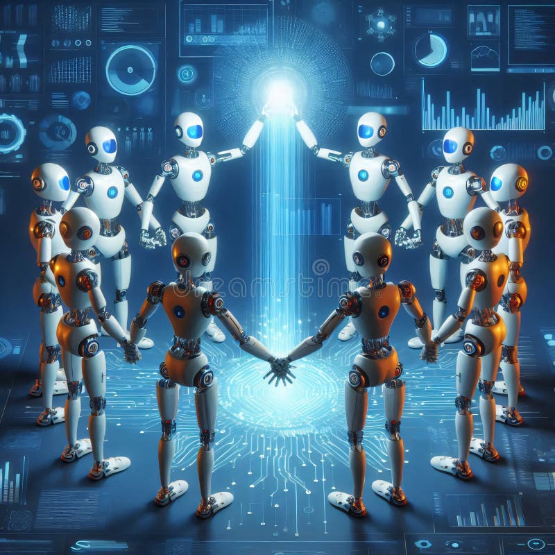 3D Rendering Artificial Intelligence AI Teamwork Stock Illustration ...
